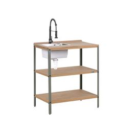 Beliani Gartenschrank IVREA in Braun/Grau/Schwarz - (W) 80 x (H) 92 x (L) 50 cm | Gr.: onesize