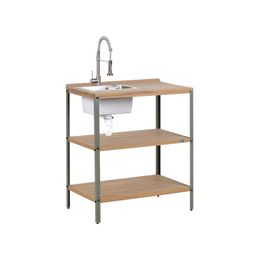Beliani Gartenschrank IVREA in Braun/Grau/Silber - (W) 80 x (H) 92 x (L) 50 cm | Gr.: onesize
