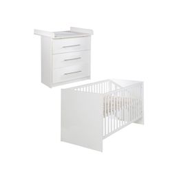 Roba Babyzimmer Set Maren Wei&szlig; mit Bett & Kommode mit 3 Schubladen | Gr.: onesize
