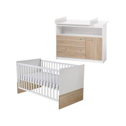 Roba Babyzimmer Set Gabriella 2-tlg. Bicolor mit Babybett & Kommode | Gr.: onesize