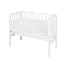 Roba Beistellbett safe asleep 2in1 wei&szlig; h&ouml;henverstellbar + Mesh & Matratze | Gr.: onesize