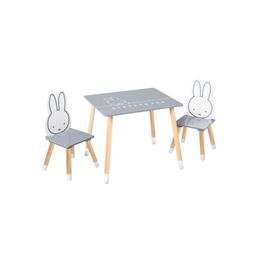 Roba miffy Sitzgruppe, 2 Kinderst&uuml;hle & Tisch, Holz dunkelgrau/wei&szlig; | Gr.: onesize