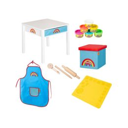 Roba Play-Doh Kreativ-Tisch &ndash; mit Hocker, Knete & Zubeh&ouml;r aus Holz, ab 3 | Gr.: onesize