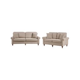 Beliani 2-tlg Sitzgruppe GINNERUP in Beige/Braun | Gr.: onesize