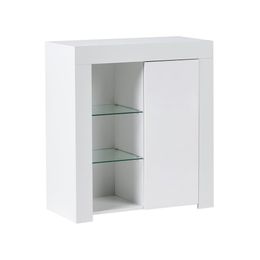 Beliani Sideboard KAMLOOPS in Wei&szlig;/Transparent - (W) 75 x (H) 84 x (L) 35 cm | Gr.: onesize