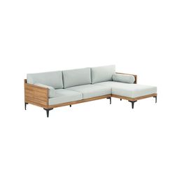 Beliani Gartensofa CAVEZZO in Grau/Schwarz/Braun - (W) 254 x (H) 77 x (L) 150 cm | Gr.: onesize