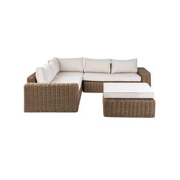 Beliani 4-tlg Lounge Set PALERMO in Braun/Wei&szlig; | Gr.: onesize