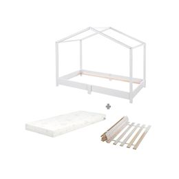 Roba Hausbett mit Lattenrost & Matratze, Montessori 70 x 140 cm - wei&szlig; | Gr.: onesize