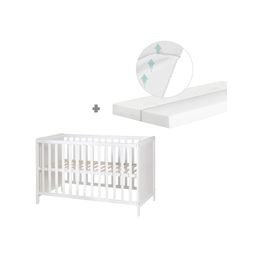 Roba 2in1 Beistell 60 x 120 cm - & Babybett h&ouml;henverstellbar - wei&szlig; | Gr.: onesize