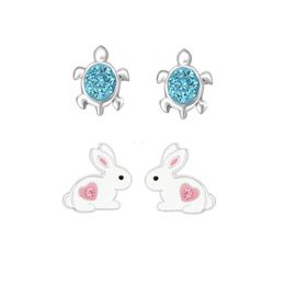 schmuck23 Ohrstecker Set Hase und Schildkr&ouml;te 925 Silber | Gr.: onesize
