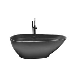 Beliani Freistehende Badewannen GUIANA in Schwarz/Silber - (W) 82 x (H) 60 x (L) 173 cm | Gr.: onesize