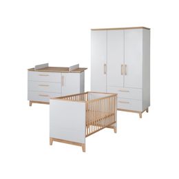 Roba Babyzimmer Set Caro Lichtgrau/Goldeiche mit Bett, Kommode & Schrank | Gr.: onesize