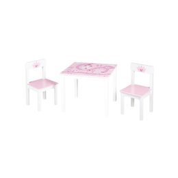 Roba Sitzgruppe 'Krone', Tisch & 2 St&uuml;hle, rosa mit Prinzessin & Einhorn | Gr.: onesize