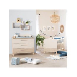 Roba Babyzimmer Set Sidney 2-tlg. Beige/Eiche mit Bett & Wickelkommode | Gr.: onesize