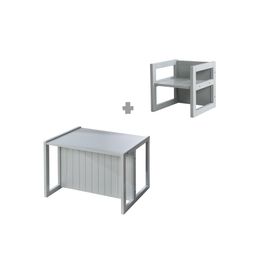 Roba Kinder-Sitzgruppe Landhausstil, Bank/Tisch-Kombi & Hocker, grau | Gr.: onesize
