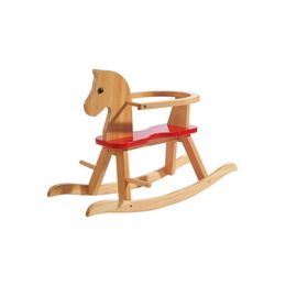 Roba Mitwachsendes Schaukelpferd aus Holz natur/rot &ndash; mit Schutzring | Gr.: onesize