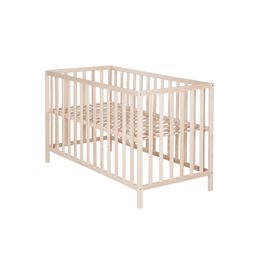 Roba Babybett Cosi 60 x 120 cm &ndash; Massivholz natur, h&ouml;henverstellbares Gitterbett | Gr.: onesize