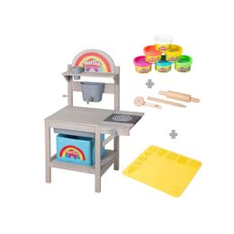 Roba Play-Doh Holz-Spielk&uuml;che &ndash; mit 3D-Matte, Knetdosen & Zubeh&ouml;r, Indoor/Outdoor | Gr.: onesize