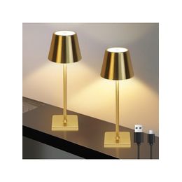 ZMH 2er-Set LED Tischleuchte in gold USB Akku Touch Dimmbar Kabellose Nachtlampe | Gr.: onesize