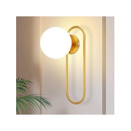ZMH Wandleuchte in gold 1-flammige E14 Glaskugel Design modern oval Flurlampe | Gr.: onesize