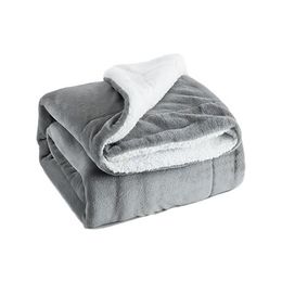 Intirilife Sherpa Kuscheldecke in Grau | Gr.: onesize