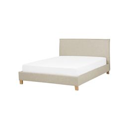Beliani Doppelbett SENNEZ in Beige/Braun - (W) 170 x (H) 106 x (L) 211 cm | Gr.: onesize