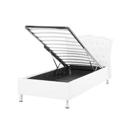 Beliani Einzelbett METZ in Wei&szlig;/Silber - (W) 126 x (H) 102 x (L) 217 cm | Gr.: onesize