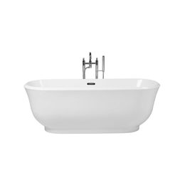 Beliani Freistehende Badewannen TESORO in Wei&szlig;/Silber - (W) 77 x (H) 61 x (L) 170 cm | Gr.: onesize