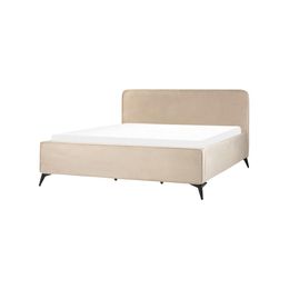 Beliani Doppelbett VALOGNES in Beige/Schwarz - (W) 192 x (H) 110 x (L) 220 cm | Gr.: onesize
