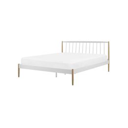 Beliani Doppelbett MAURS in Wei&szlig;/Braun - (W) 167 x (H) 100 x (L) 209 cm | Gr.: onesize
