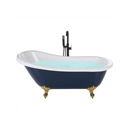 Beliani Freistehende Badewannen CAYMAN in Blau/Wei&szlig;/Gold - (W) 76 x (H) 76 x (L) 170 cm | Gr.: onesize