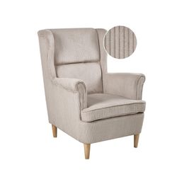 Beliani Ohrensessel ABSON in Beige/Braun - (W) 64 x (H) 100 x (L) 65 cm | Gr.: onesize