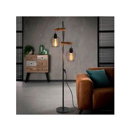 ZMH Stehlampe 2-flammige E27 in schwarz B 13cm Holz und Metall | Gr.: onesize
