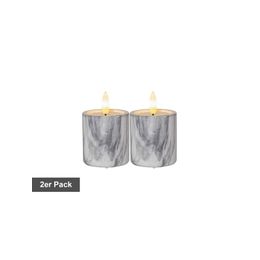 STAR TRADING 2er Set Votivkerzen ,Flamme Marble&lsquo;, LED, Marmor-Optik, Batterie und T | Gr.: onesize