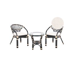 Beliani 3-tlg Bistro Set PECORINI in Schwarz/Braun/Wei&szlig; | Gr.: onesize