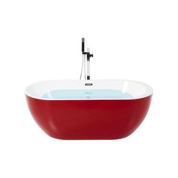 Beliani Freistehende Badewannen NEVIS in Rot/Wei&szlig;/Silber - (W) 75 x (H) 58 x (L) 160 cm | Gr.: onesize