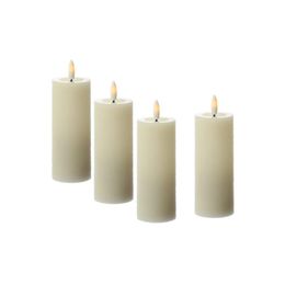 Adilina 4x LED Kerze LINA Echtwachs Rustik-Optik 5x12,5cm in creme | Gr.: onesize