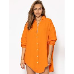 SASSYCLASSY Oversize Musselin Bluse in Orange | Gr.: onesize