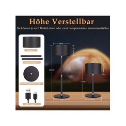 ZMH Tischleuchte LED in schwarz rund Touch Dimmbar IP44 Tragbar Kabellos | Gr.: onesize