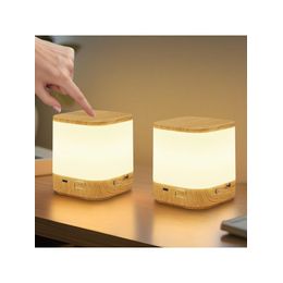 ZMH 2er-Set Tischleuchte LED in beige holz 1800 mAh Akku Touch Dimmbar USB Timer | Gr.: onesize