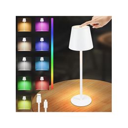 ZMH Tischleuchte in wei&szlig; Wiederaufladbar RGB Touch Dimmbar 2W USB IP54 H 37.5cm | Gr.: onesize
