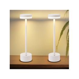 ZMH 2er-Set Tischleuchte LED in wei&szlig; Akku Kabellos Touch Dimmbar H 31.5cm | Gr.: onesize