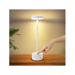 ZMH Tischleuchte LED in wei&szlig; Akku Kabellos Touch Dimmbar H 31.5cm | Gr.: onesize