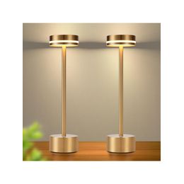 ZMH 2er-Set Tischleuchte LED in gold Akku Kabellos Touch Dimmbar H 31.5cm | Gr.: onesize