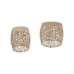 FineBuy Beistelltisch in Gold / Aluminium / 46x46x42 | Gr.: onesize