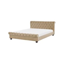 Beliani Doppelbett AVALLON in Beige/Braun - (W) 192 x (H) 94 x (L) 233 cm | Gr.: onesize