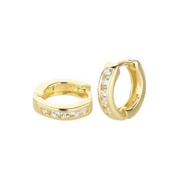 schmuck23 Gold Creolen 925 Silber Zirkonia 0,3 cm x 1,2 cm | Gr.: onesize