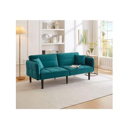 ABRIHOME Verstellbares Schlafsofa mit Schlaffunktion in Samt - Blau Gr&uuml;n | Gr.: onesize