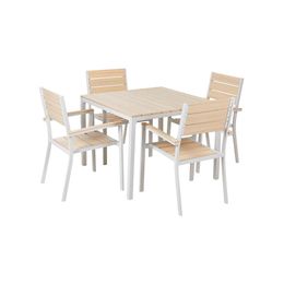 Beliani 5-tlg Gartentisch Set PRATO in Beige/Wei&szlig; | Gr.: onesize