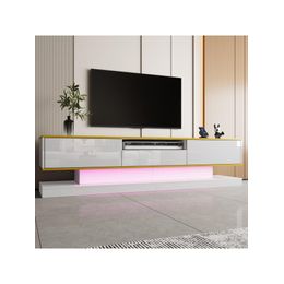 ABRIHOME Wei&szlig;er LED TV-Schrank mit 3 Schubladen und offenem Fach | Gr.: onesize